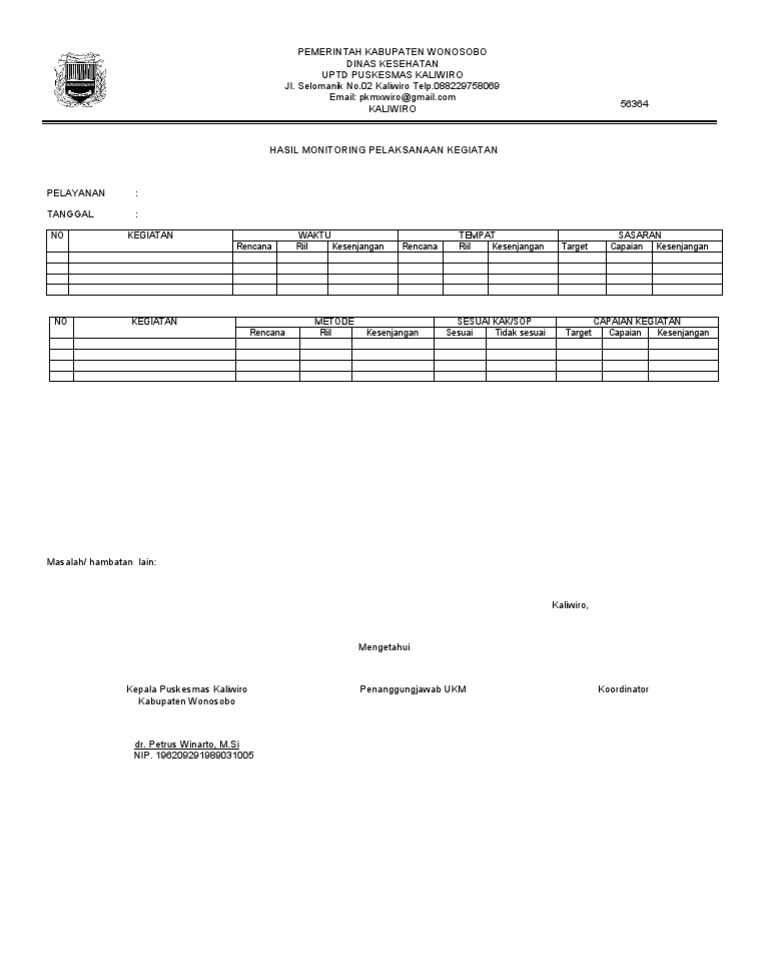 Contoh Form Monitoring | PDF