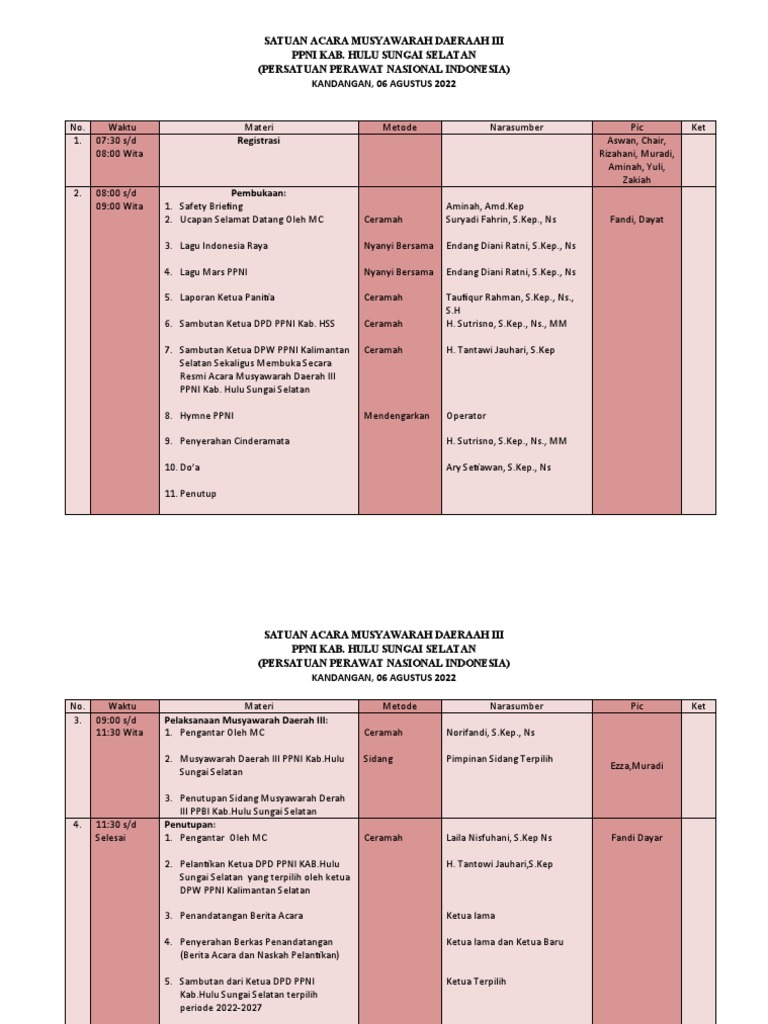 Susunan Acara Musda | PDF