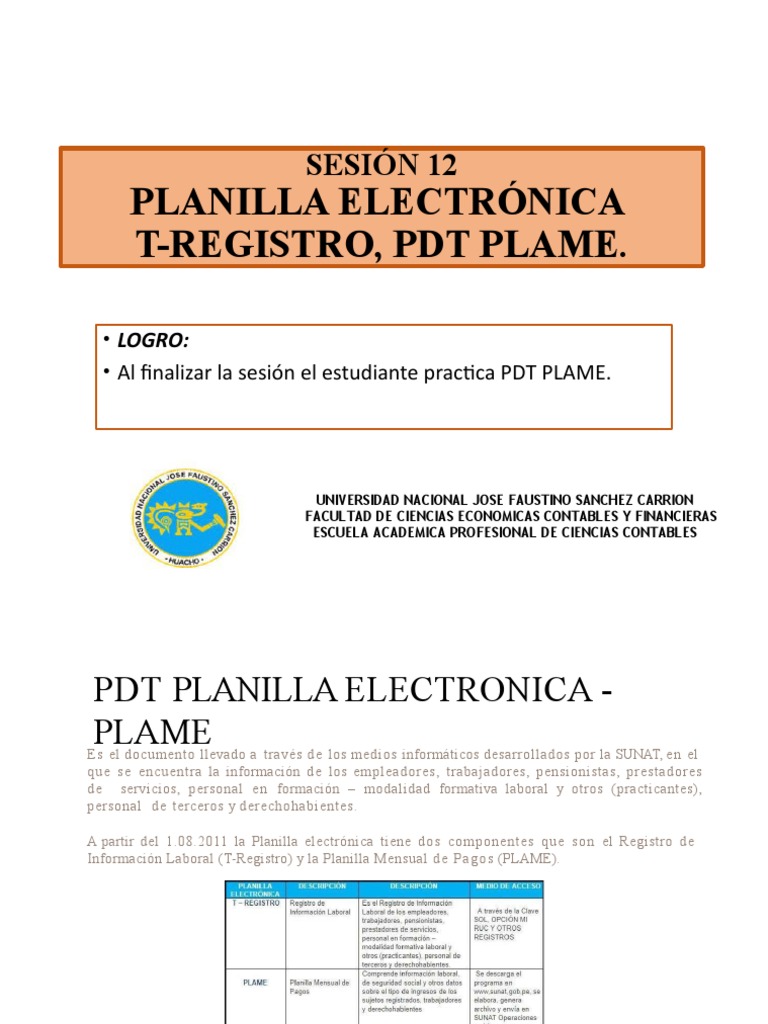 Sesión 11 Planilla Electrónica T-Registro PDT Plame | PDF | Contabilidad