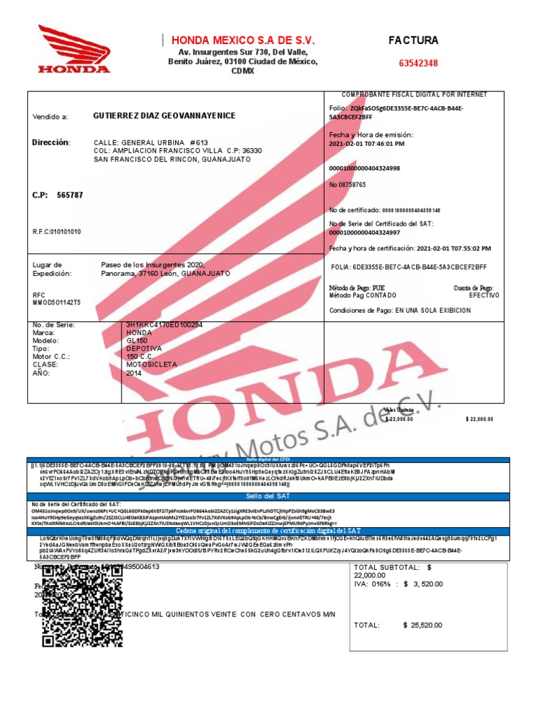 Factura Honda | PDF