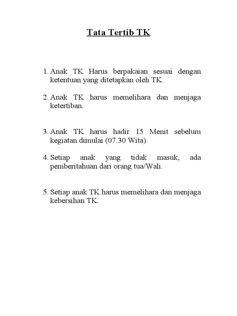Tata Tertib TK | PDF