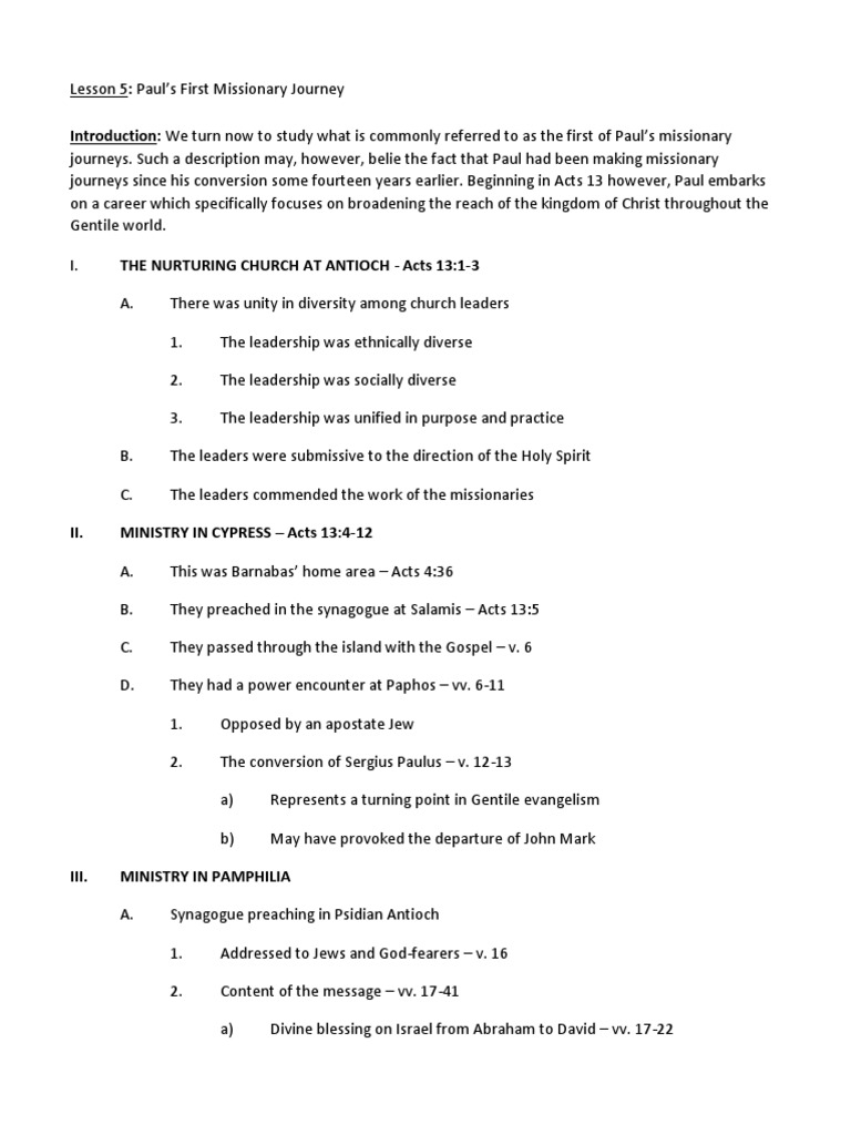 Paul's First Missionary Journey | PDF | Paul The Apostle | Acts Of The ...