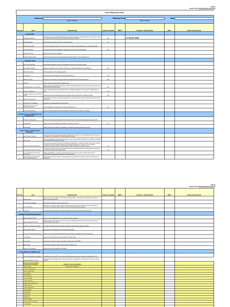 CQI-15 Welding System Assessment Guide | PDF | Welding | Construction