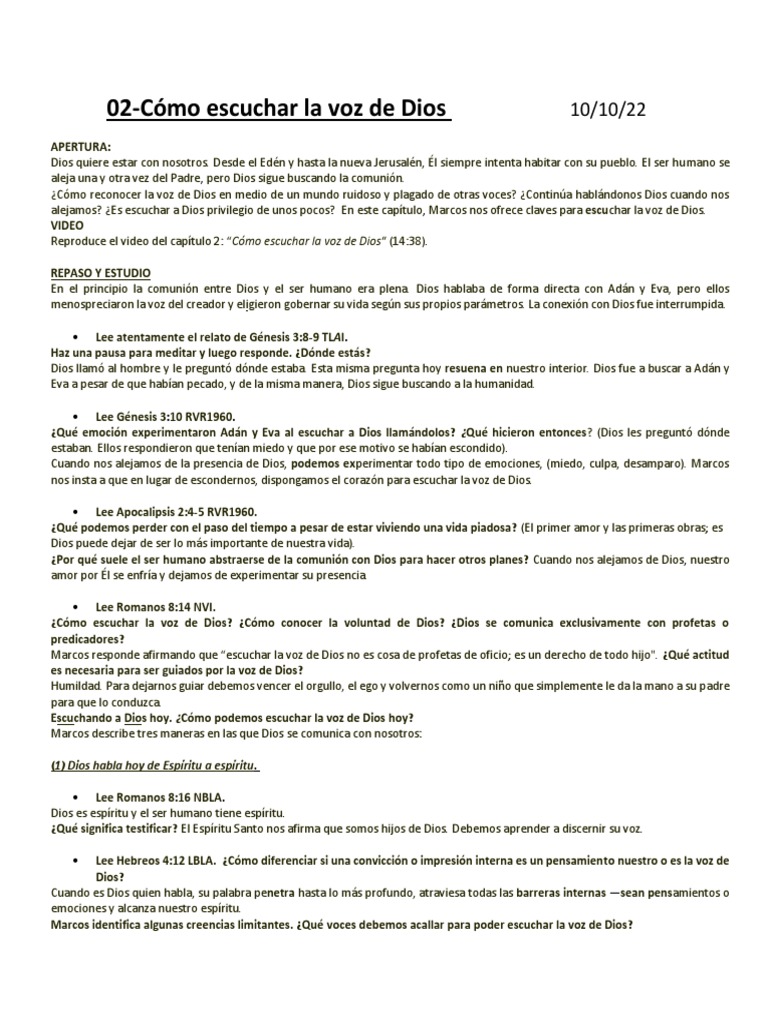 Cómo Escuchar La Voz De Dios Pdf Biblia Dios