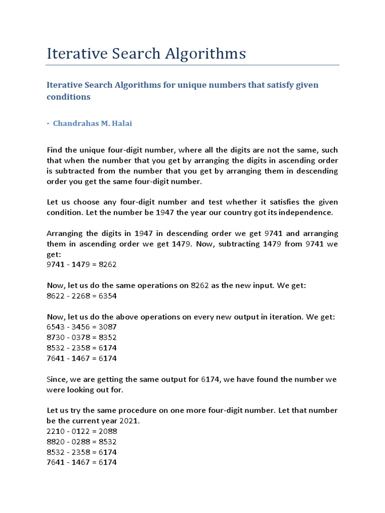 Iterative Search Algorithms | PDF | Numbers | Algorithms