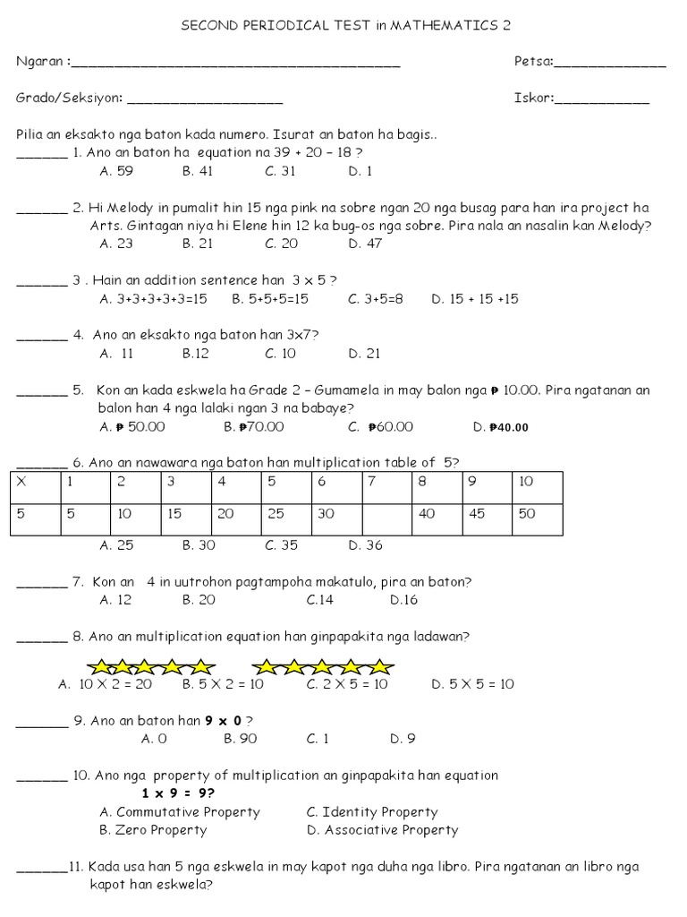 2nd Periodical Test in Math 2 | PDF