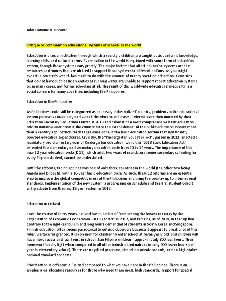 Global Education Systems Overview | PDF | Schools | Curriculum