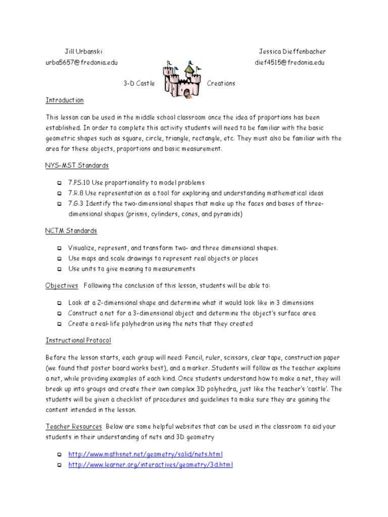 3D Castle Geometry Project Guide | PDF | Area | Shape