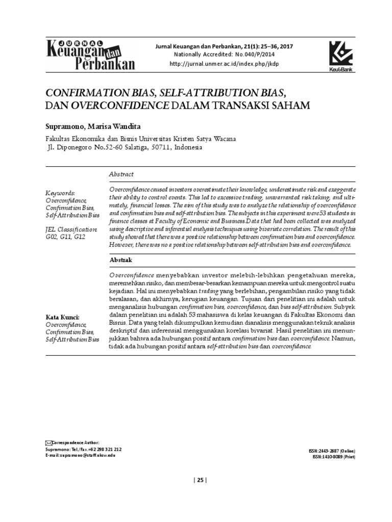 ID Confirmation Bias Self Attribution Bias | PDF