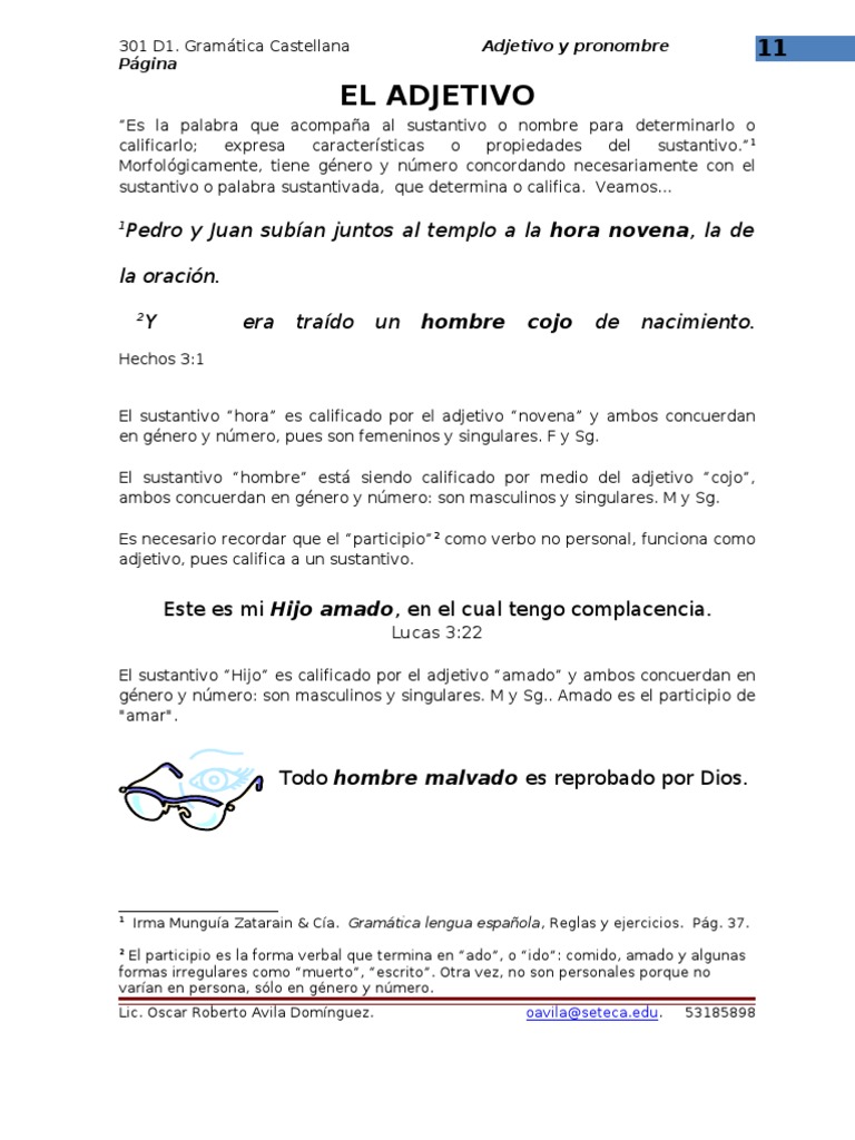 Gramática: Adjetivos y Pronombres | PDF | Adjetivo | Género gramatical