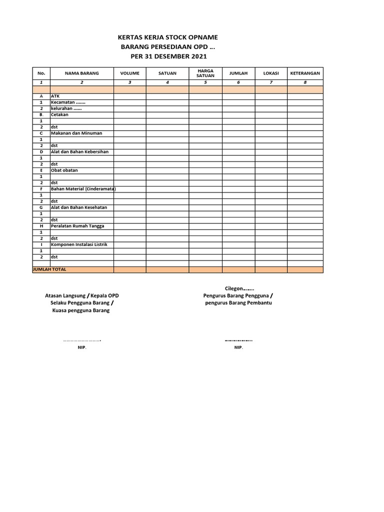 Form Stok Opname OPD | PDF