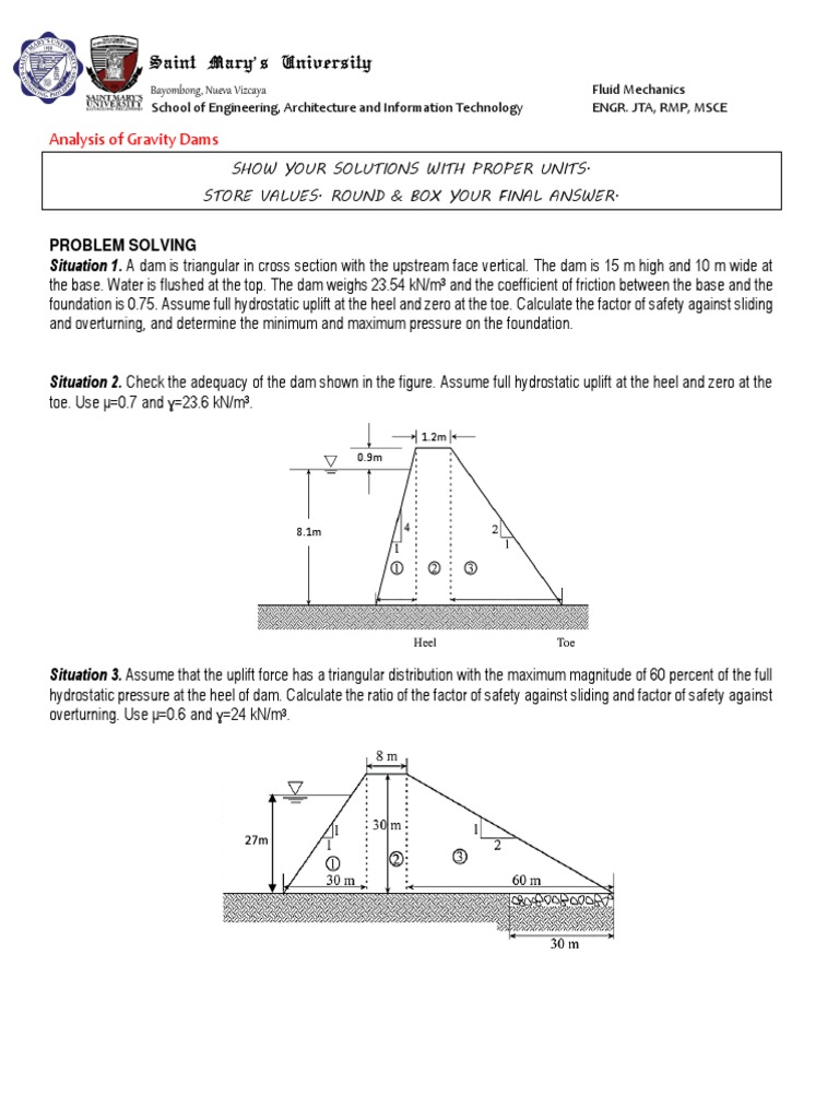 Gravity Dam Analysis and Solutions | PDF