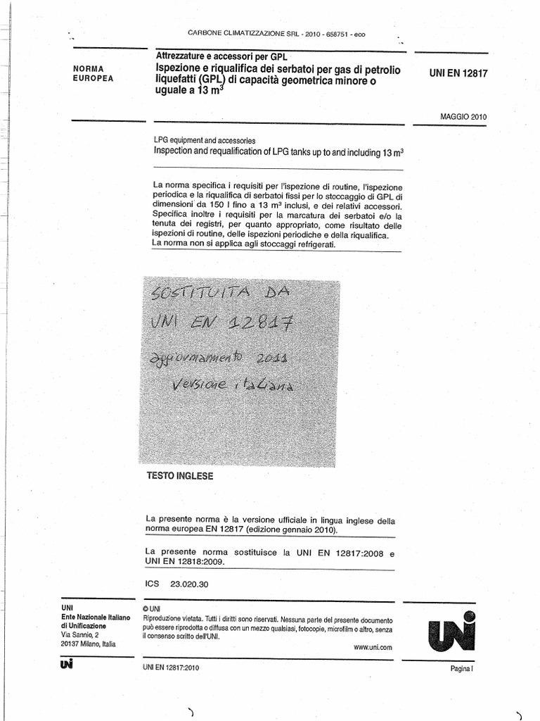 Uni en 12817 - 2010 | PDF