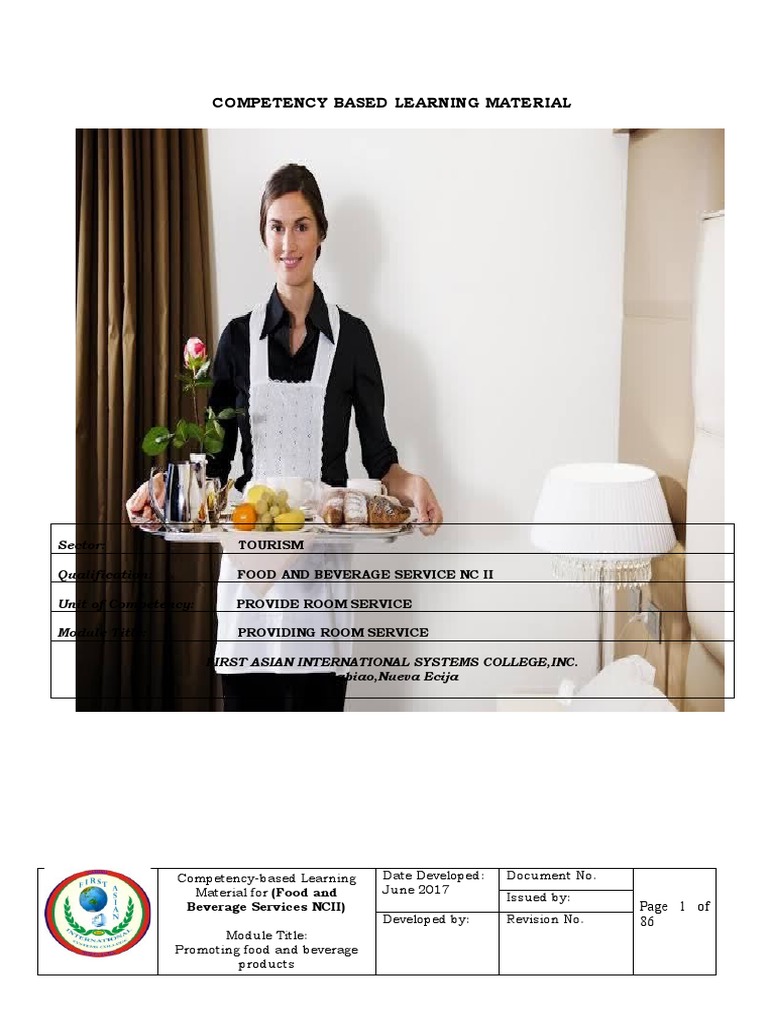 Providing Room Service Training Module | PDF | Restaurants | Foods