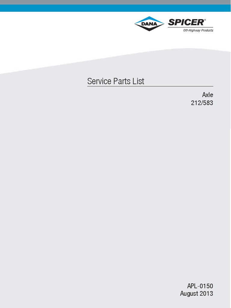 Service Parts List: Axle 212/583 | PDF