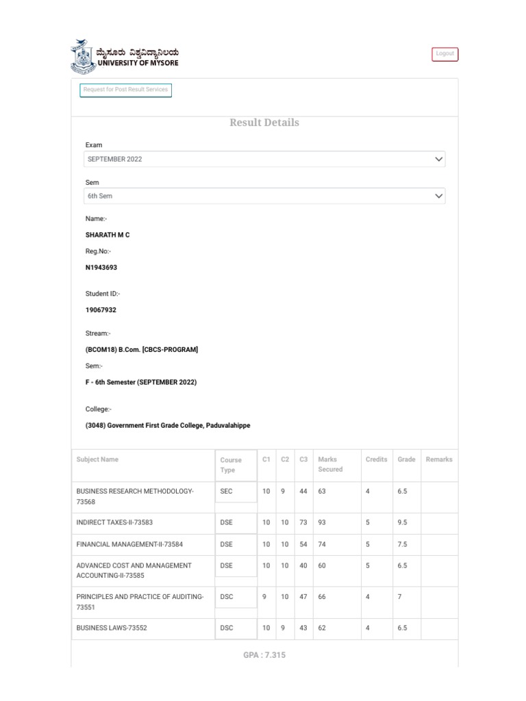 Assessment Sheet UOM-Results | PDF