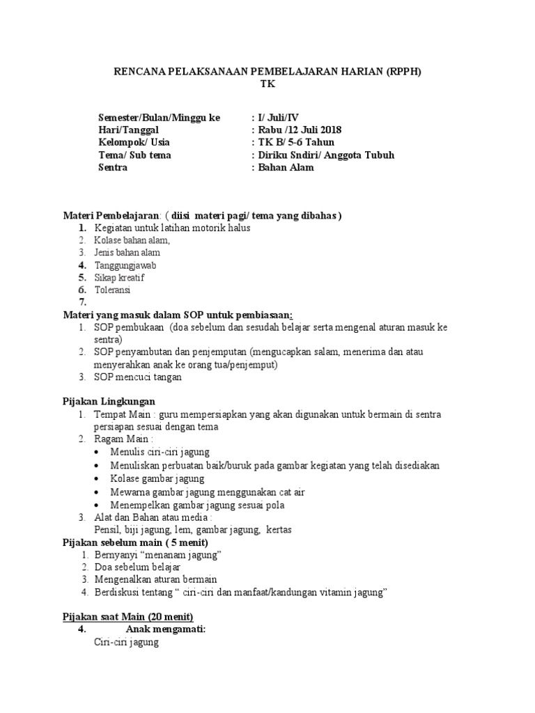 Contoh RPPH - 2 | PDF