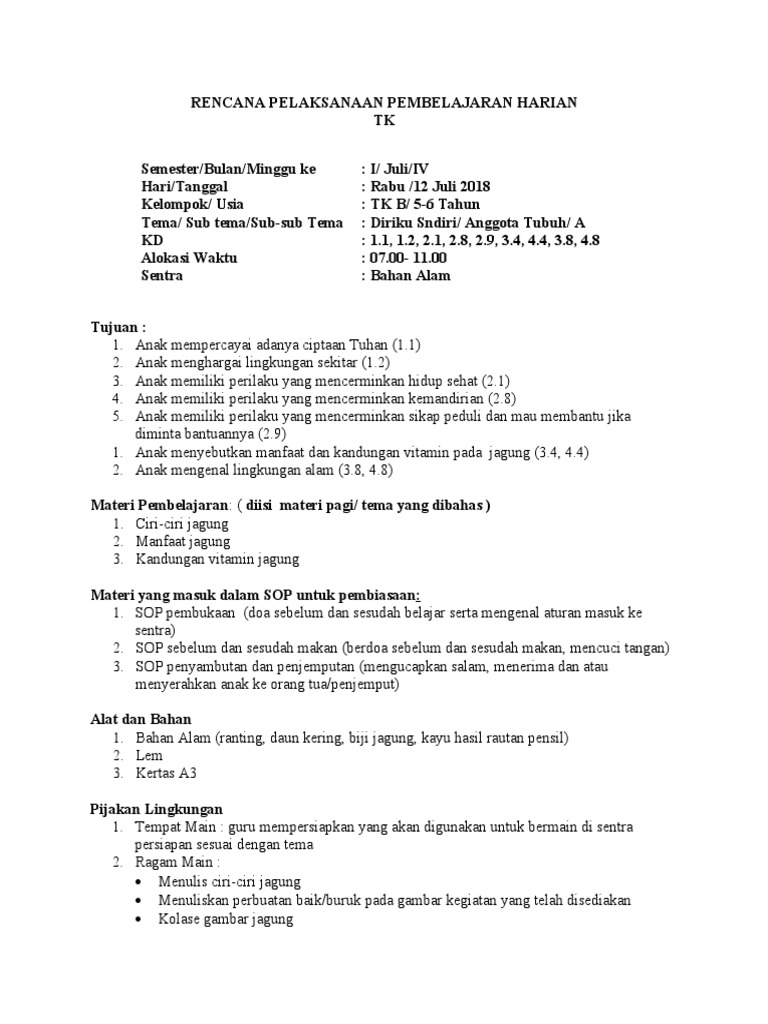 Contoh RPPH - 1 | PDF