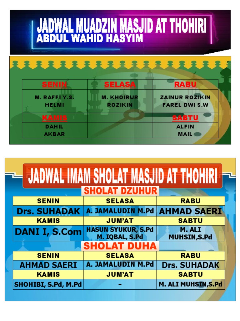 Jadwal Imam Sholat Dan Muadzin | PDF