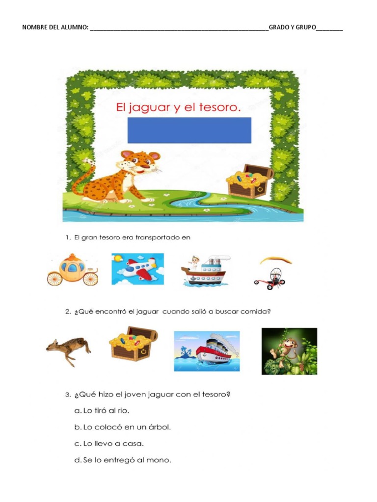 ACTIVIDAD DEL CUENTO EL JAGUAR Y EL TESORO | PDF