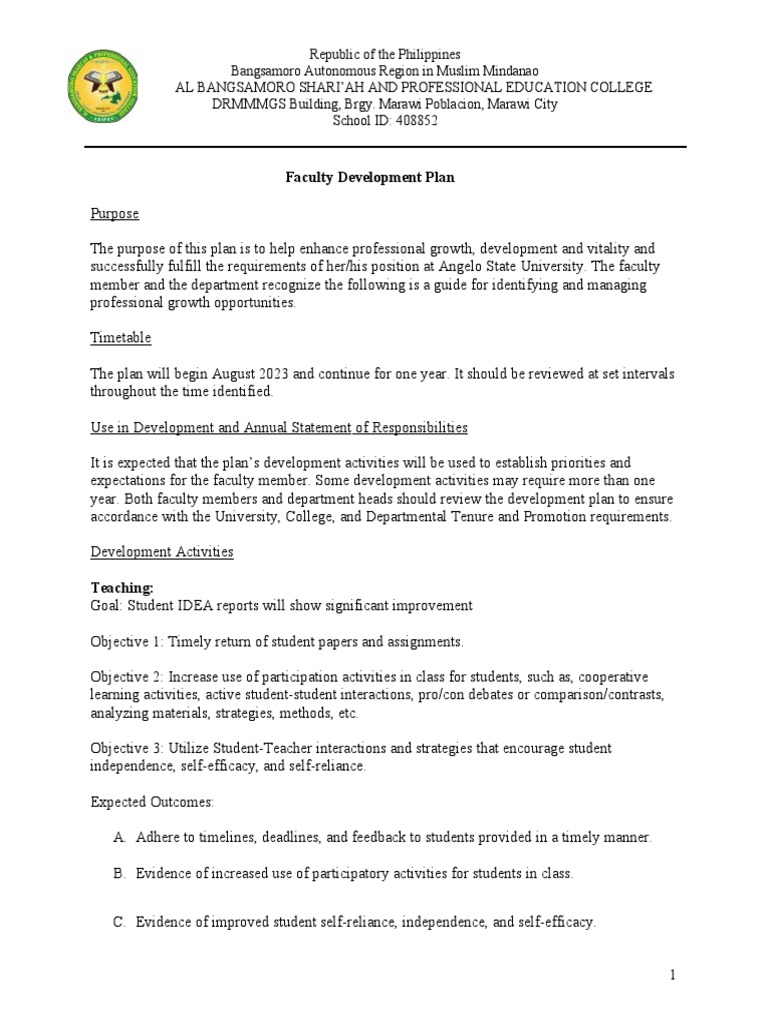 Faculty Development Plan | Download Free PDF | Cognitive Science | Learning