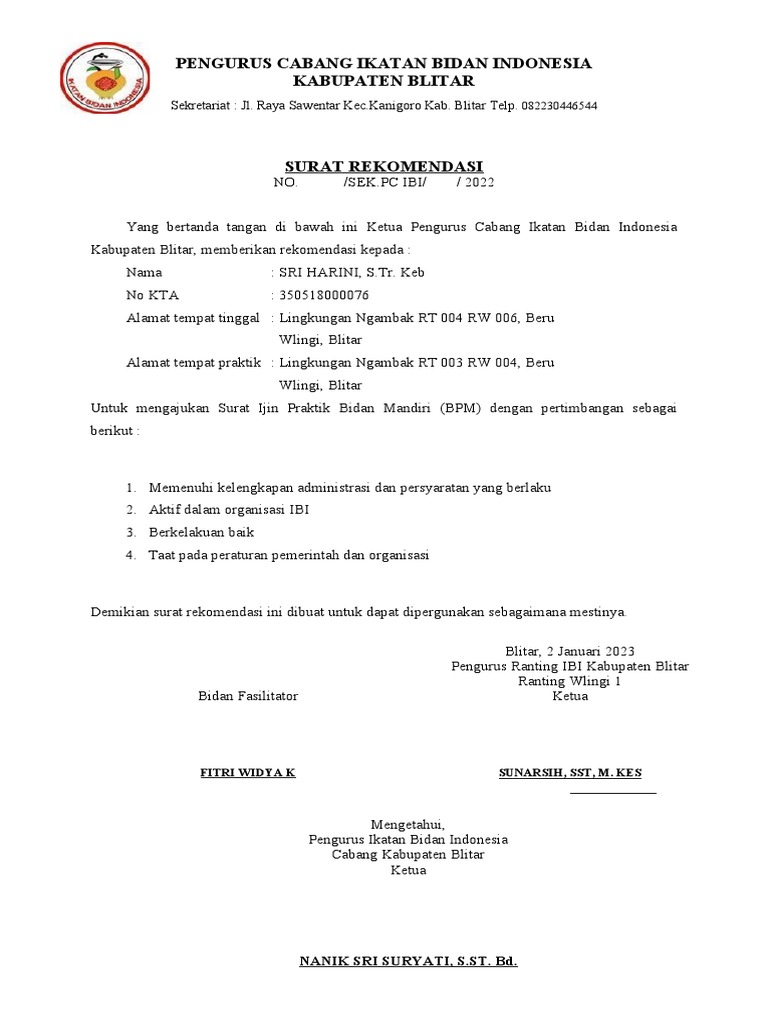 Rekom IBI (Mandiri) | PDF