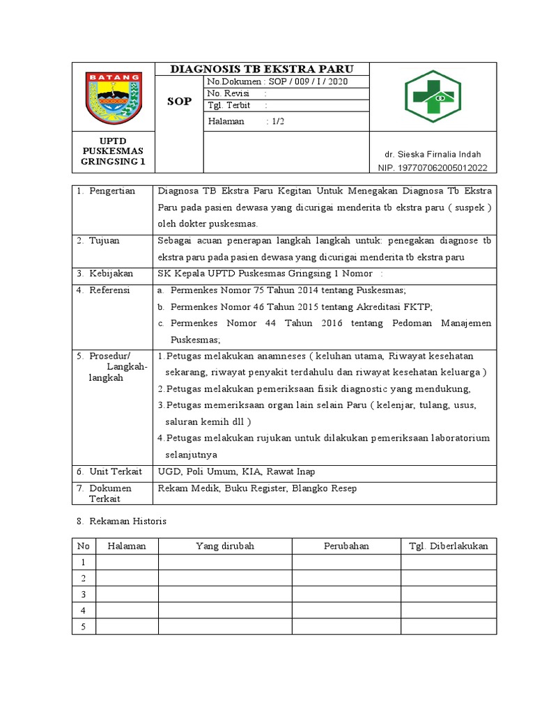 Sop TB Ekstra Paru | PDF | Pengembangan Diri