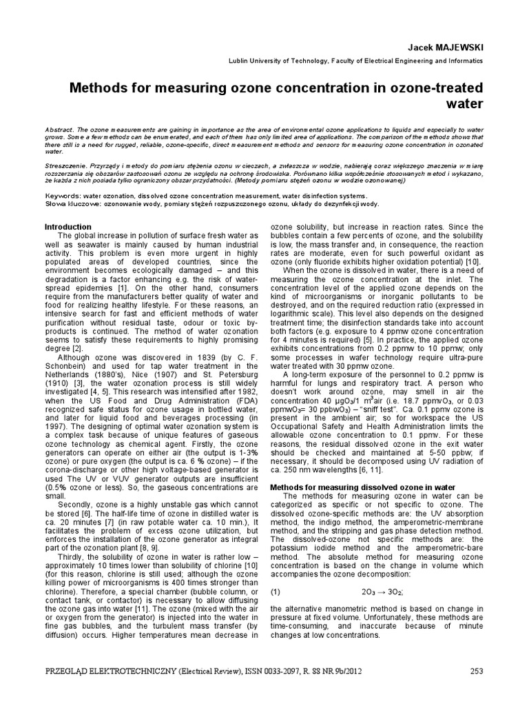Methods For Measuring Ozone Concentration in Ozone-Treated Water | PDF ...