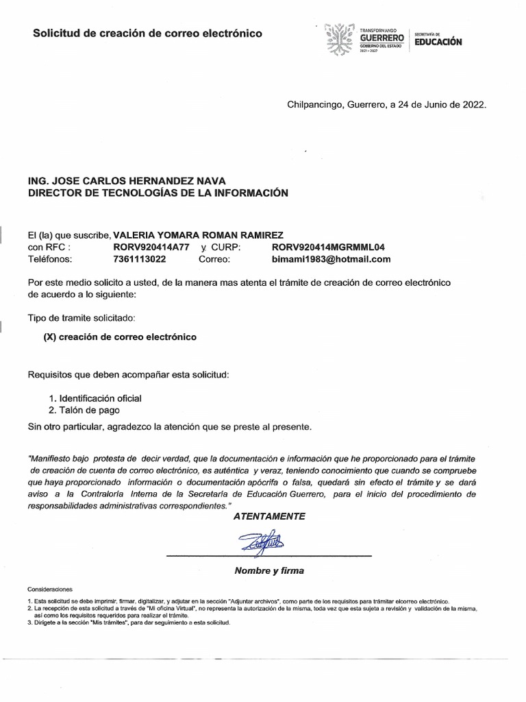 Solicitud de Creacion de Correo Electronico | PDF Solicitud de Creacion de Correo Electronico | PDF