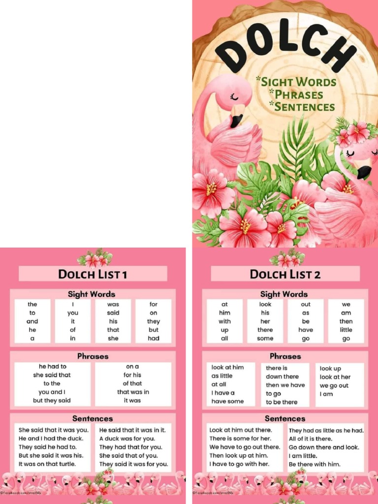 DOLCH Sight Words Phrases Sentences Pink | PDF