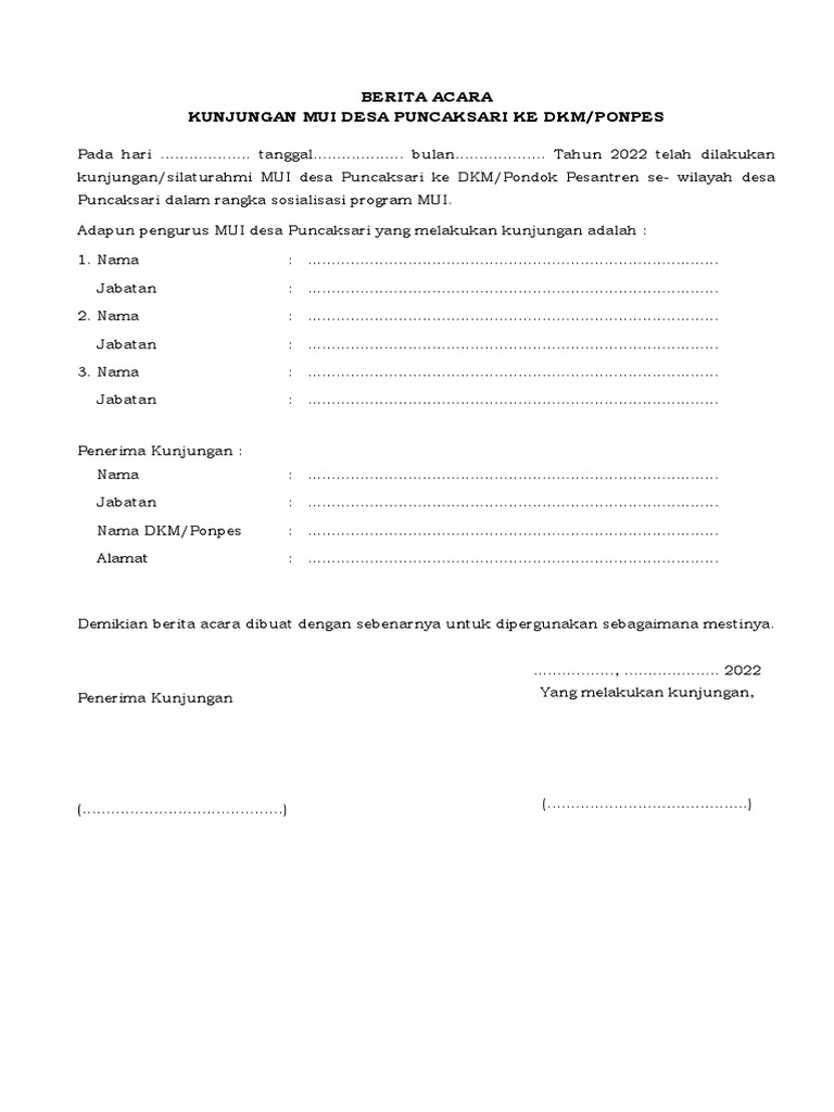 BA. Kunjungan Lapangan | PDF