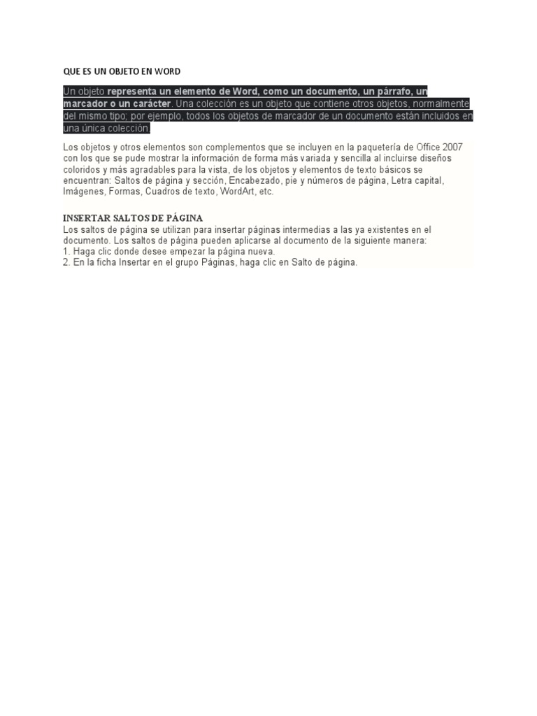 Que Es Un Objeto en Word | PDF
