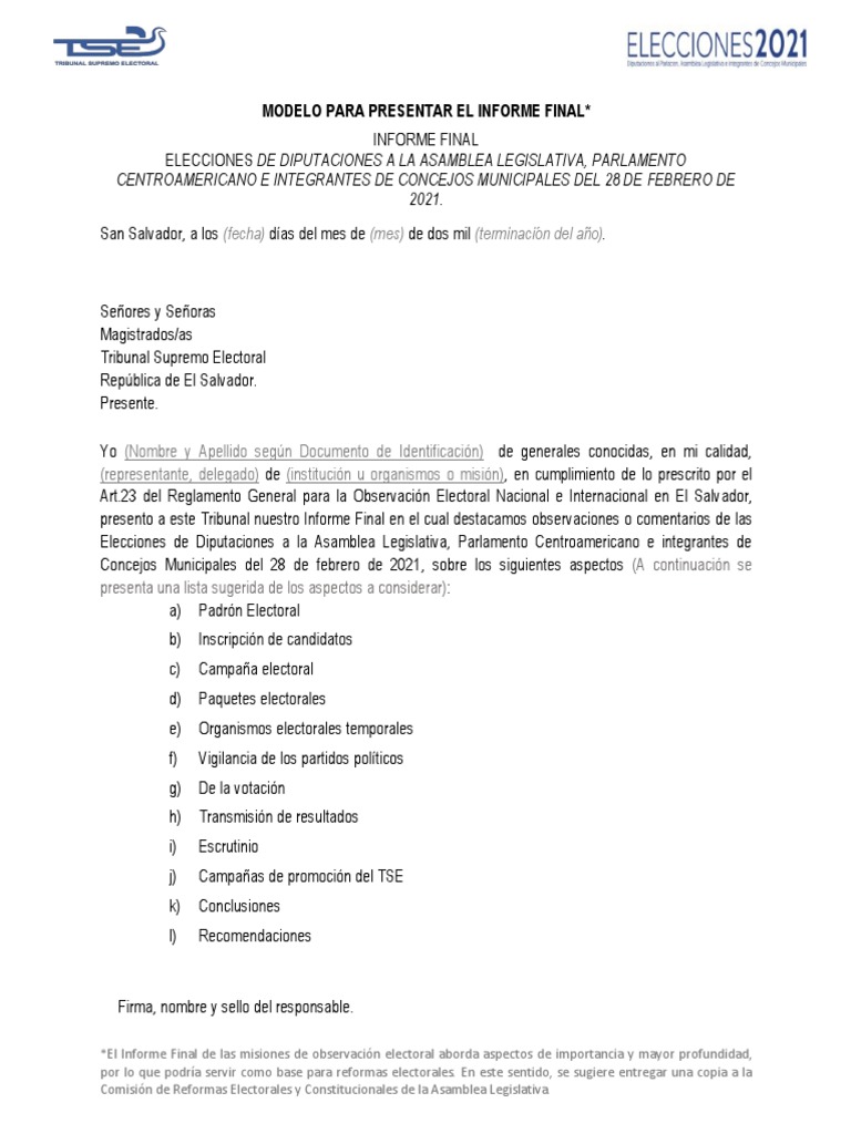 Modelo Informe Final 2023 | PDF