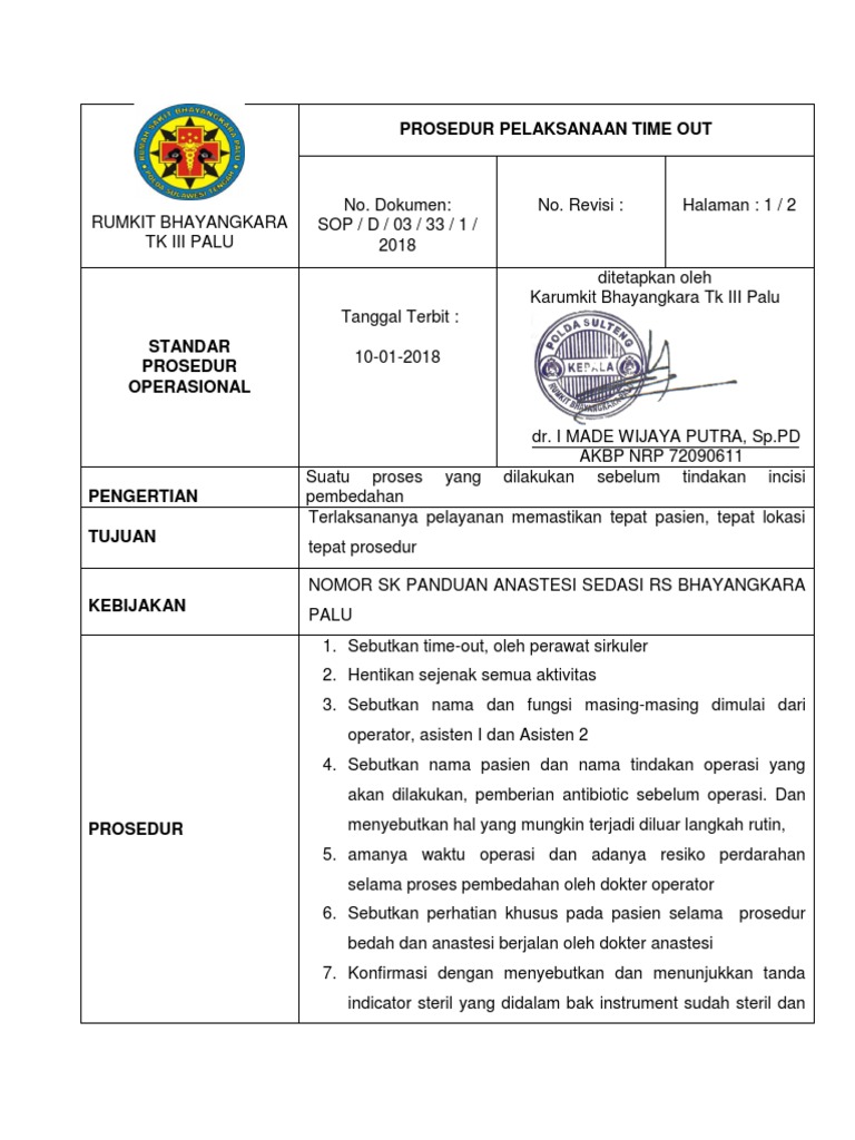 Pab 2 Ep 1.4 Sop Time Out | PDF | Hukum | Sains & Matematika