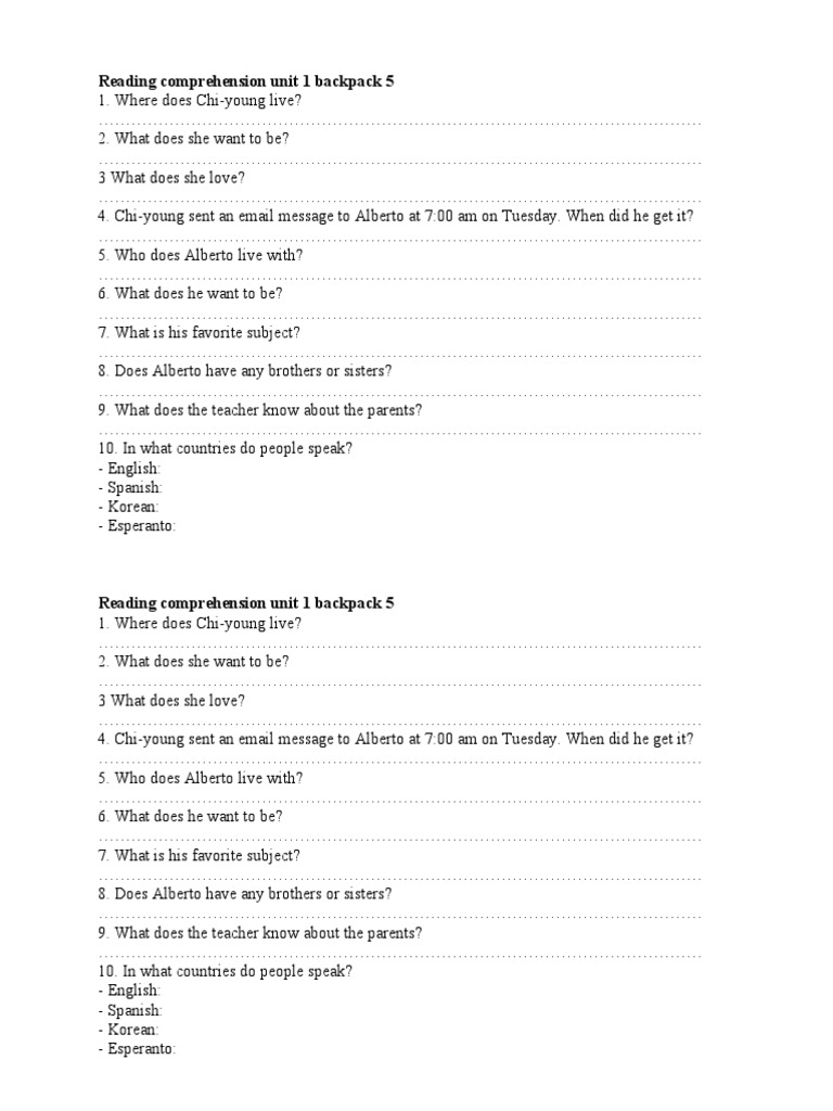 Backpack 5 Reading Comprehension Quiz | PDF | Philosophy