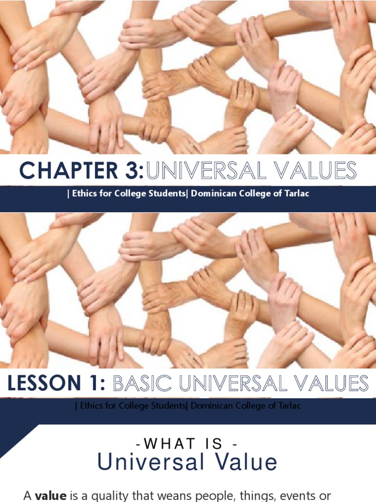 Chapter 3 Universal Values. Lesson 1 and 2 For Students | PDF | Morality | Dignity