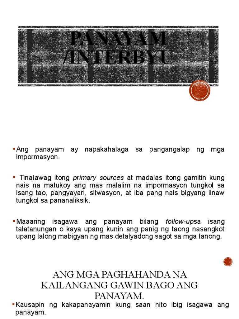 Panayam at Dokumentasyon | PDF