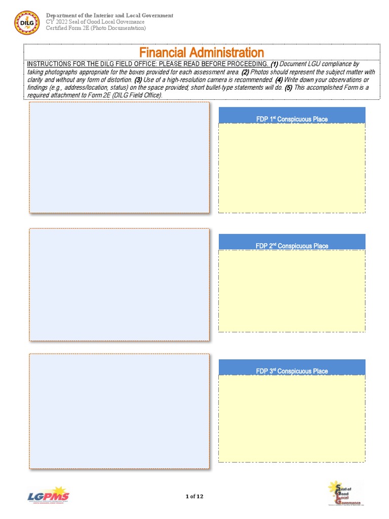 DILG Form 2E Photo Documentation Guide | PDF | Photograph