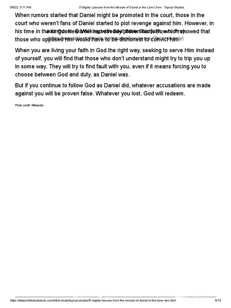 5 Mighty Lessons From The Miracle of Daniel in The Lion's Den - Topical ...
