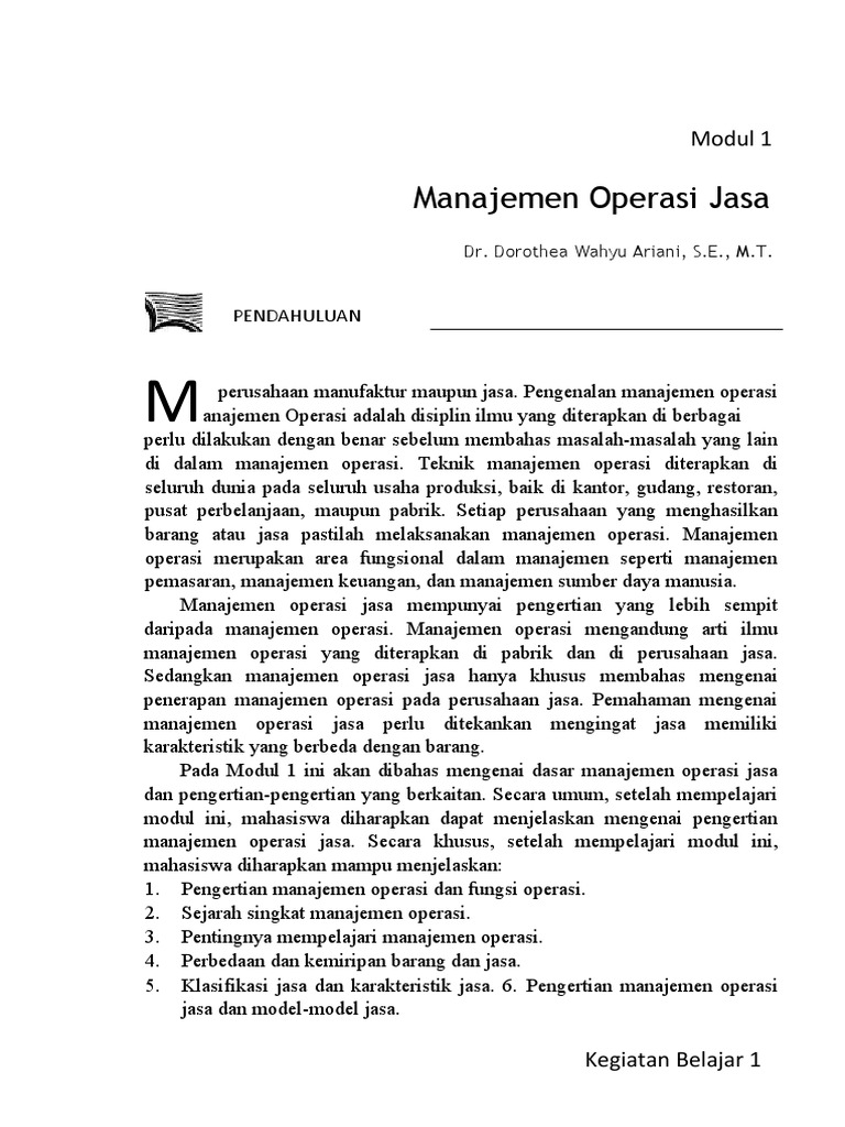 Manajemen Operasi Jasa | PDF | Bisnis | Komputer