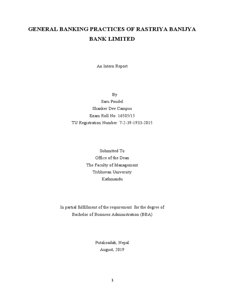 INTERN Report RBB | PDF | Banks | Money