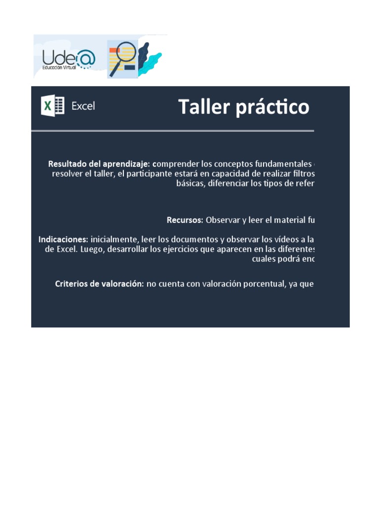 TALLER 1 - CURSO EXCEL - Luis David Angel Velasquez | PDF | Empresas de desarrollo de ...