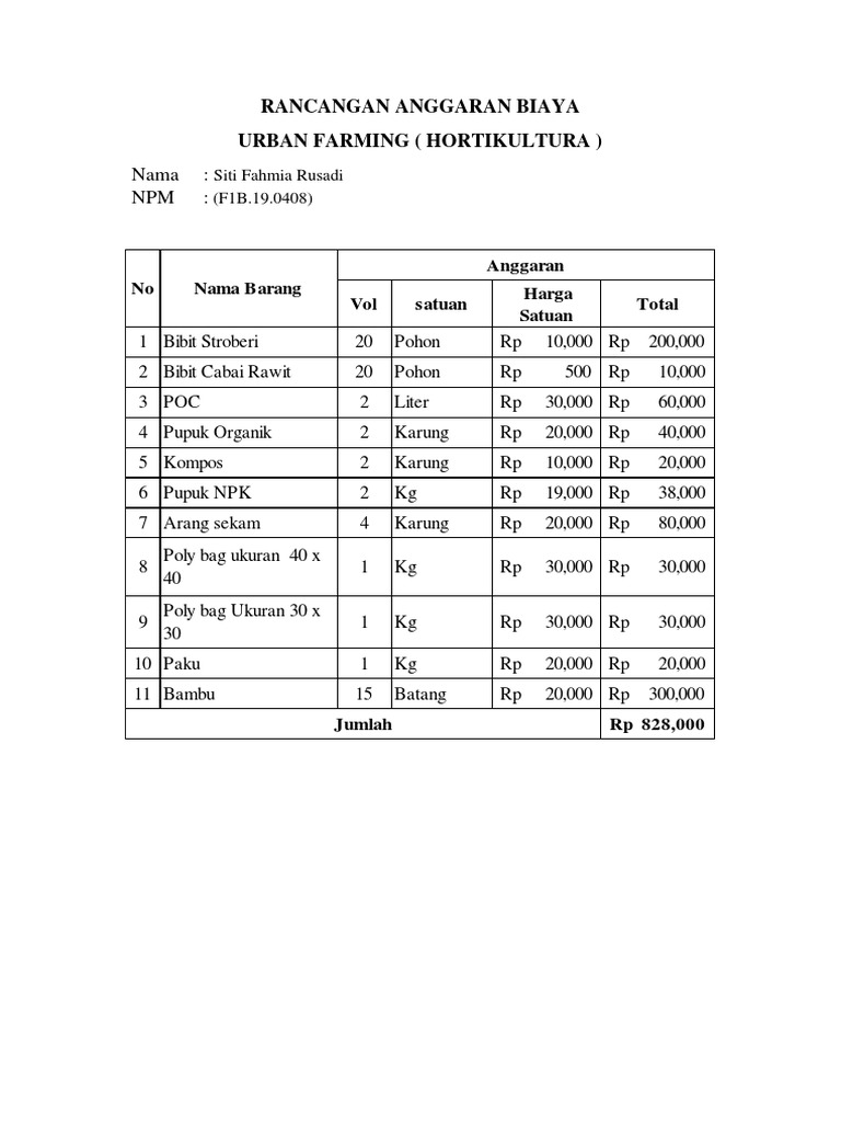 RAB Hortikultura - Siti Fahmia | PDF