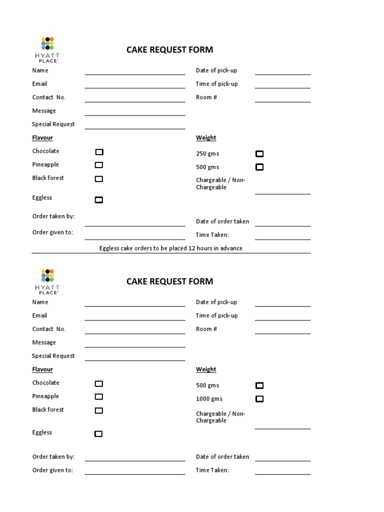 Cake Order Form PDF