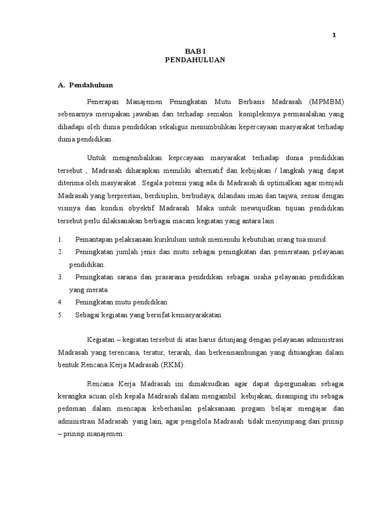 Rencana Kerja Madrasah (RKM) | PDF