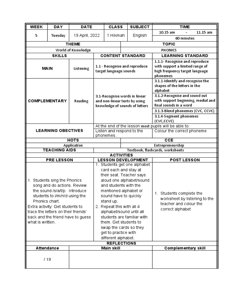 RPH Phonics BI Y1 W5 Tues 2022 | PDF | Phonics | Learning
