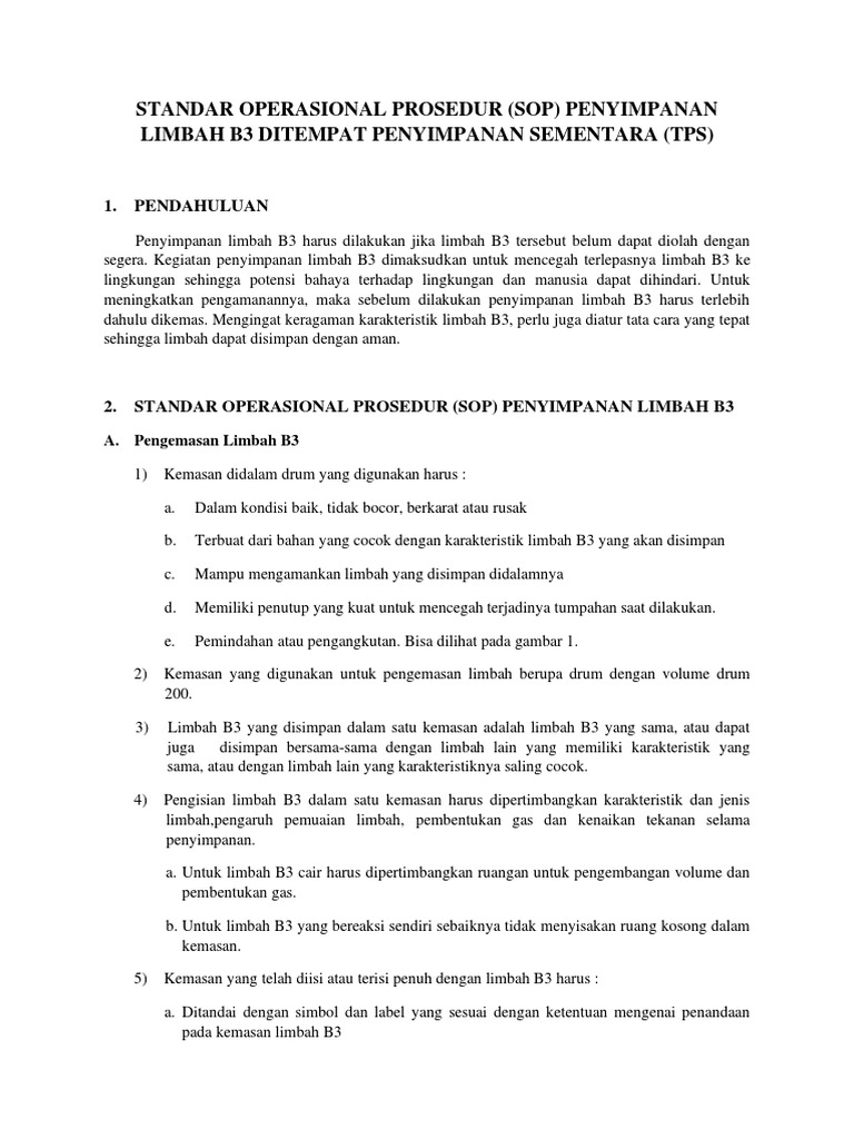Sop Penanganan & Pengelolaan Limbah B3 | PDF