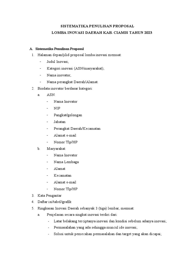 SISTEMATIKA PENULISAN PROPOSAL Edit | PDF