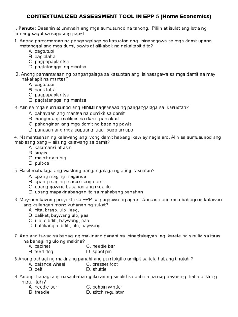 EPP5 - HE - Assessment - Region - III - Gapan City - Edited Final | PDF