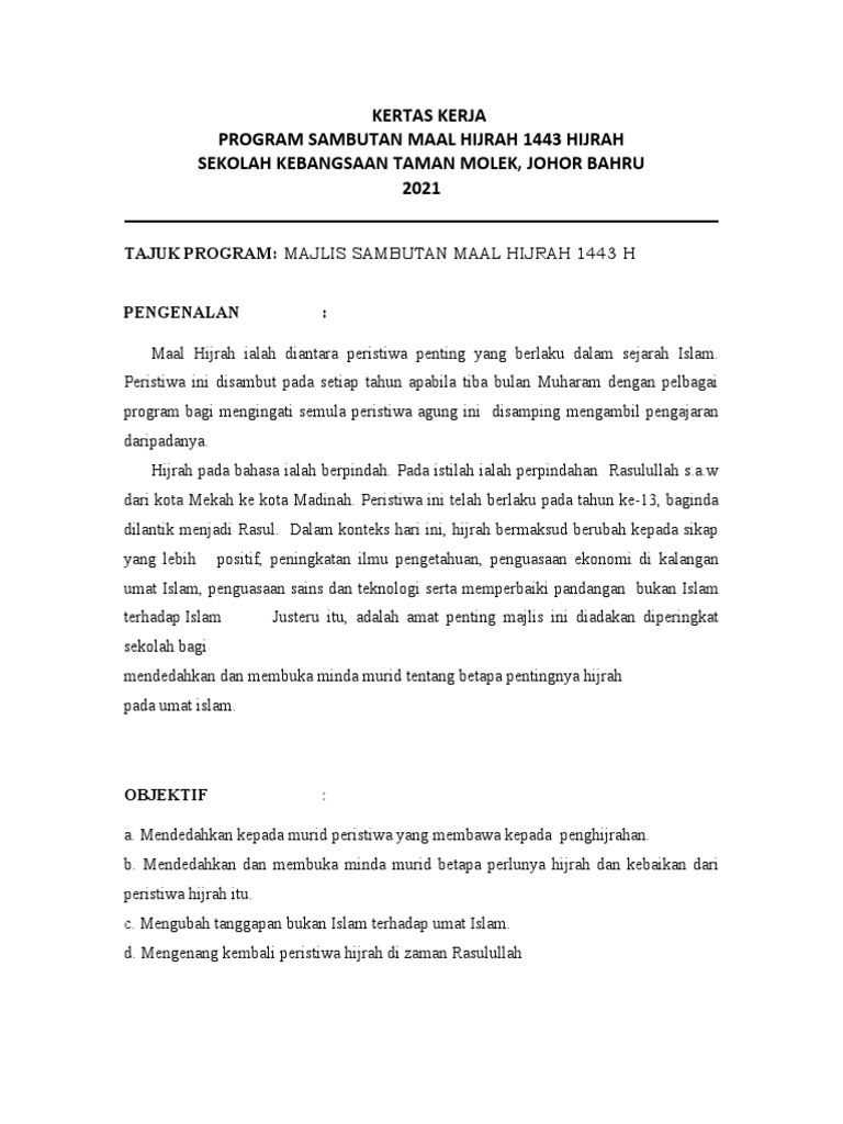 Kertas Kerja Maal Hijrah 2021 | PDF